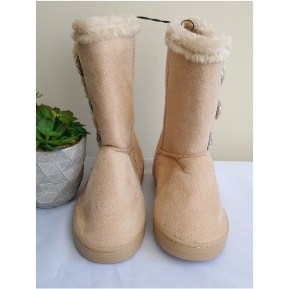 bebe | Shoes | Bebe Girls Faux Fur Logo Boots In Tan Size 2 Nwt | Poshmark